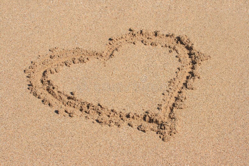 Heart drawn on sand stock image. Image of love, beach - 3225189
