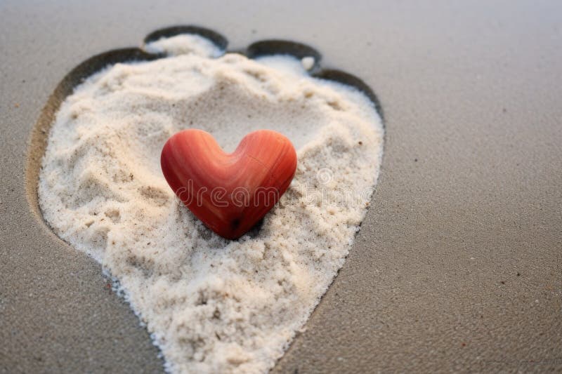 A Heart Drawn in the Sand Next To Neat Pebbles Placed in a Heart Shape ...