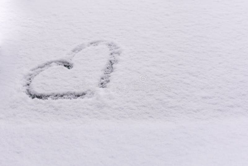 Heart is Drawn in the Snow. Horizontally Photo Stock Image - Image of ...