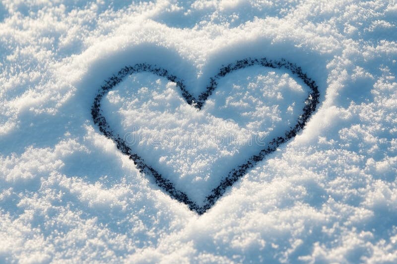 A Heart Drawn in the Snow, a Symbol of Love and Romance Ai Photo Stock ...