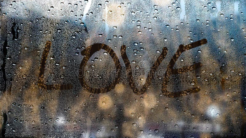 Heart Drawn on a Window Wet from the Rain Stock Image - Image of ...