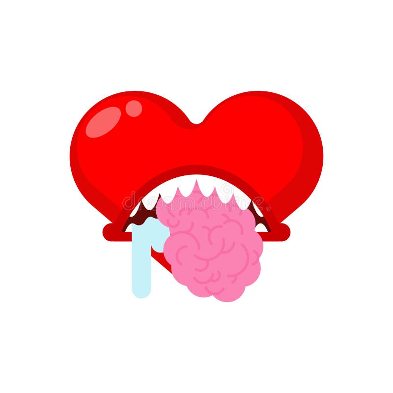 Heart Eats Brain. Concept: Love without Memory Stock Vector ...
