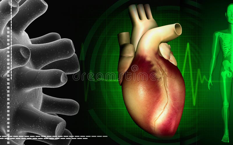 Heart with Eco Cardio Gram Pulse Stock Illustration - Illustration of ...