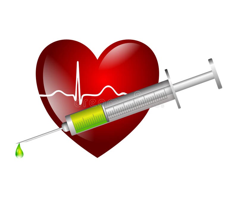 Heart Ekg Injection Symbol Isolated Stock Illustration - Illustration ...