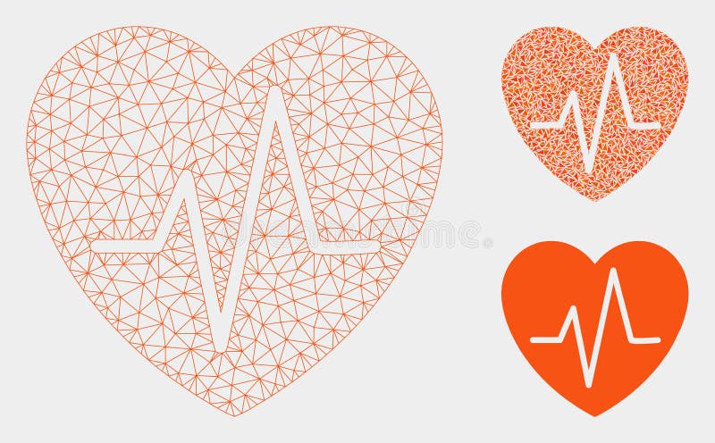 Heart EKG Vector Mesh 2D Model and Triangle Mosaic Icon Stock Vector ...