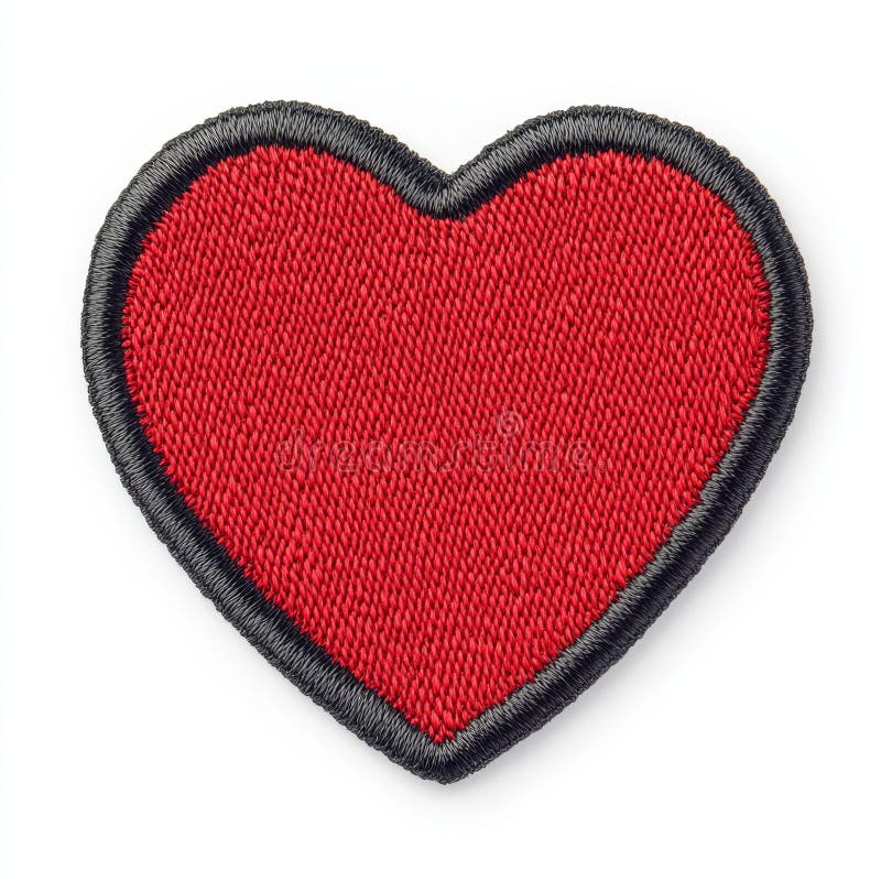 Heart Embroidered Patch Badge with Transparent Background Png Stock ...
