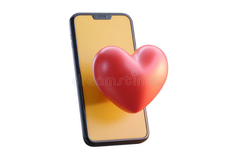 Heart Emoji Popping Out of a Smartphone Screen Stock Image - Image of ...