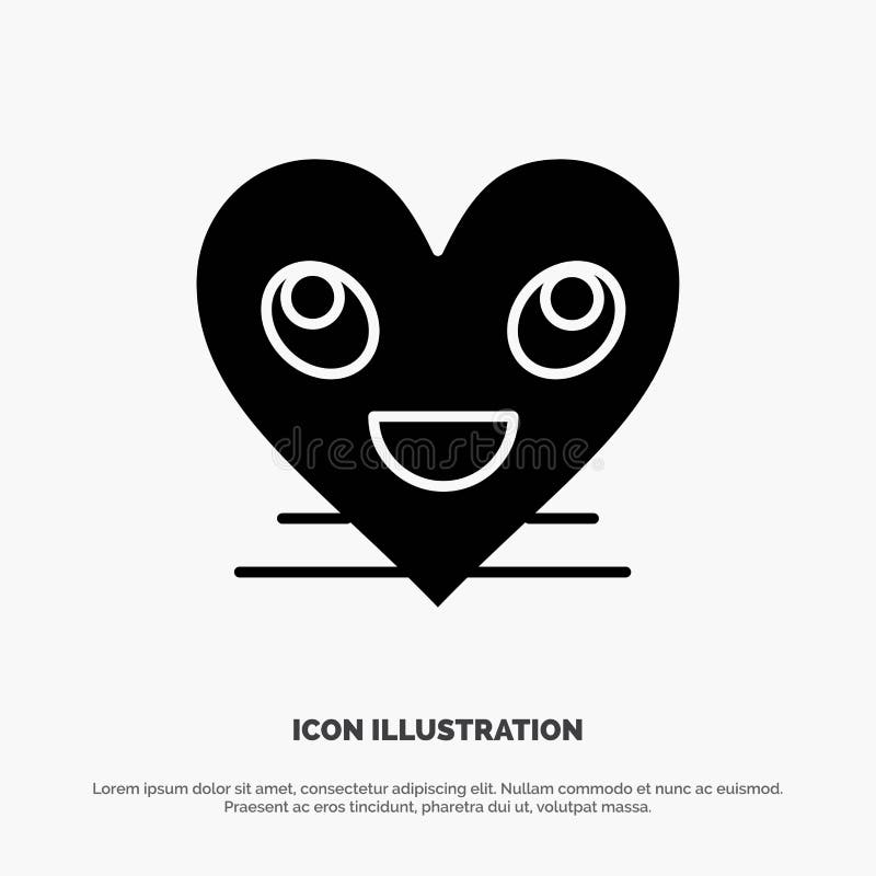 Heart, Emojis, Smiley, Face, Smile Solid Glyph Icon Vector Stock Vector ...