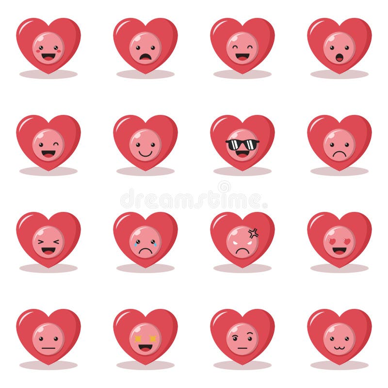 Heart Emoticon Character Icon for Apps Stock Vector - Illustration of ...
