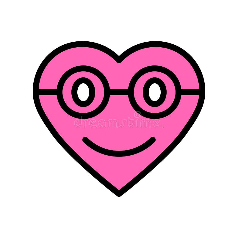 Heart Emoticon Vector Illustration, Filled Style Icon Editable Outline ...