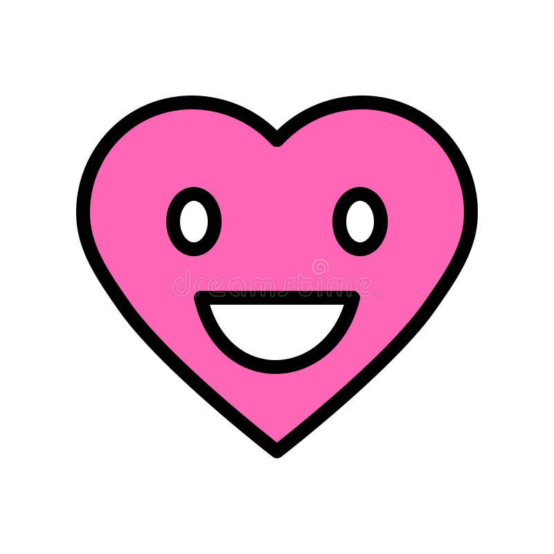 Heart Emoticon Vector Illustration, Filled Style Icon Editable Outline ...