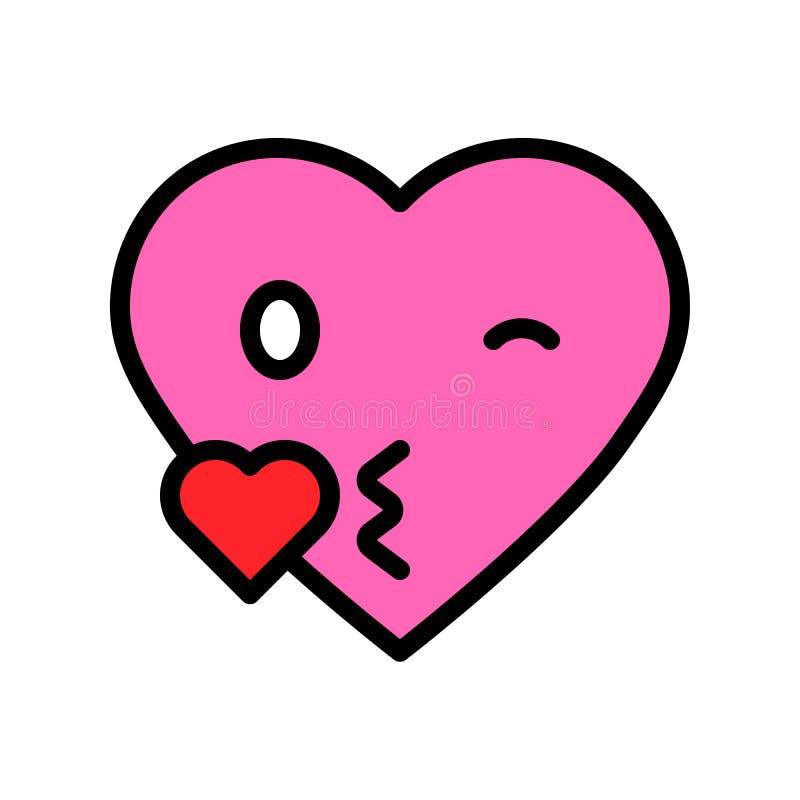 Heart Emoticon Vector Illustration, Filled Style Icon Editable Outline ...