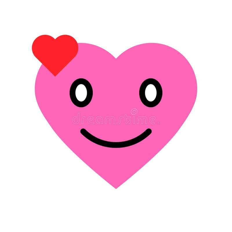 Heart Emoticon Vector Illustration, Isolated Flat Style Icon Stock ...