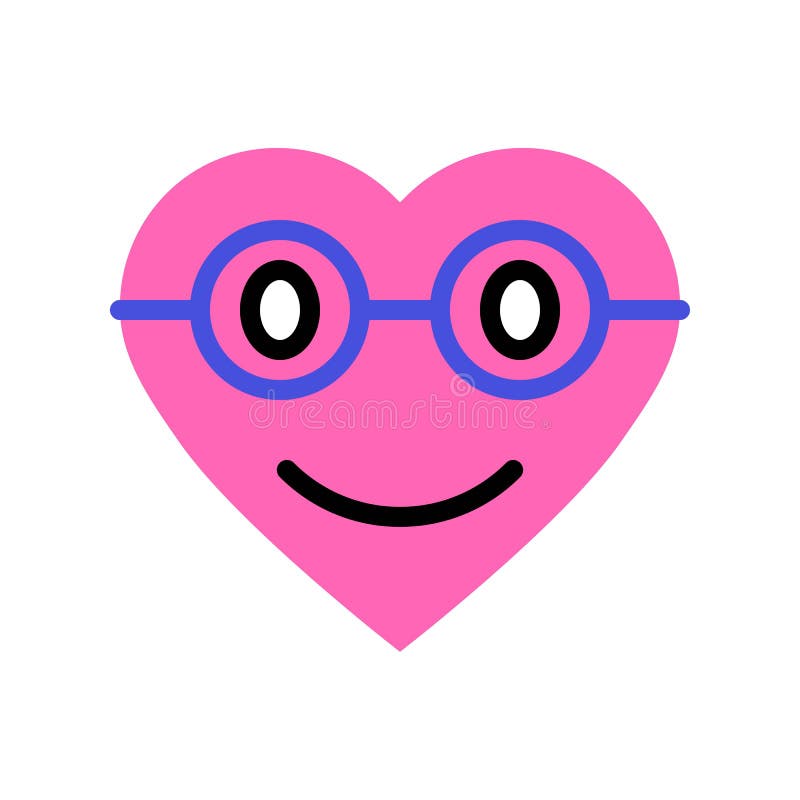 Heart Emoticon Vector Illustration, Isolated Flat Style Icon Stock ...