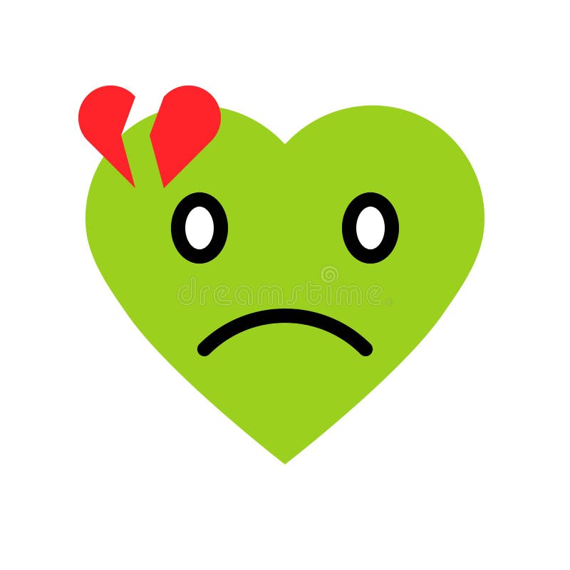 Heart Emoticon Vector Illustration, Isolated Flat Style Icon Stock ...