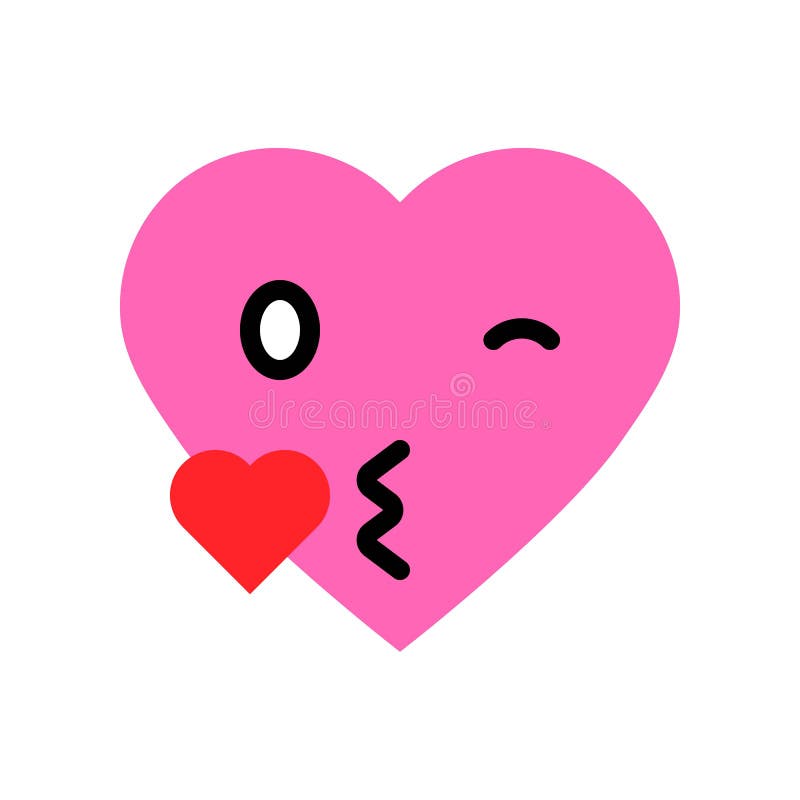 Heart Emoticon Vector Illustration, Isolated Flat Style Icon Stock ...