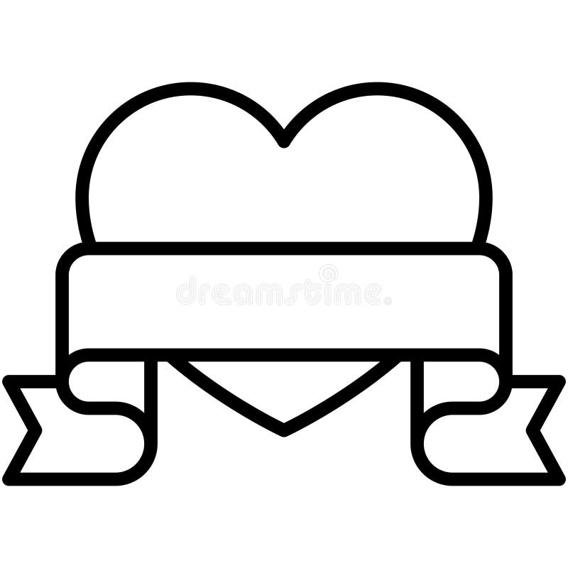 Heart with Empty Ribbon Icon, Love and Heart Vector Stock Vector ...