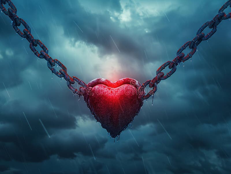 Heart Encased in Chains Symbolizing Strong Bonds of Friendship Stock ...