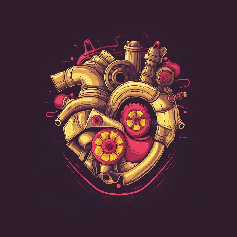 Heart engine, concept art stock illustration. Illustration of organ ...
