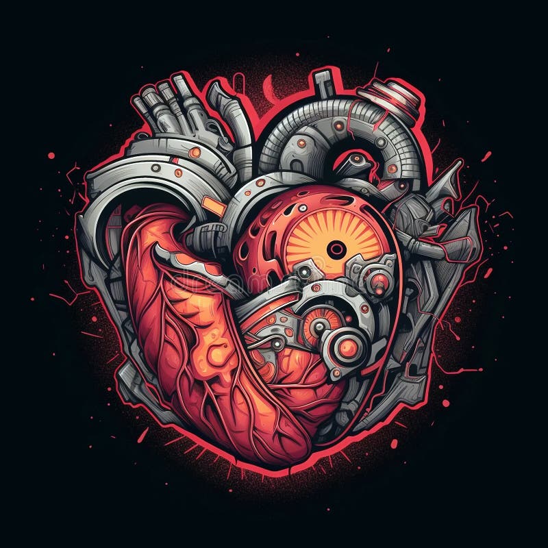 Heart engine, concept art stock illustration. Illustration of organ ...