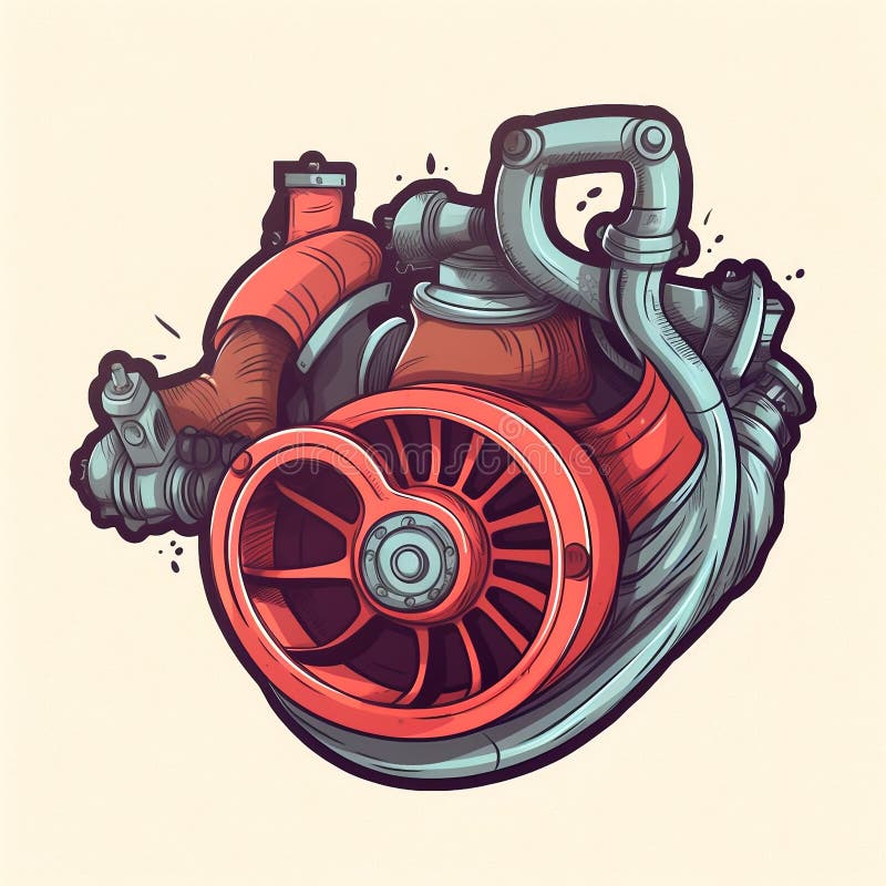 Heart Engine on White Backgrond Stock Illustration - Illustration of ...