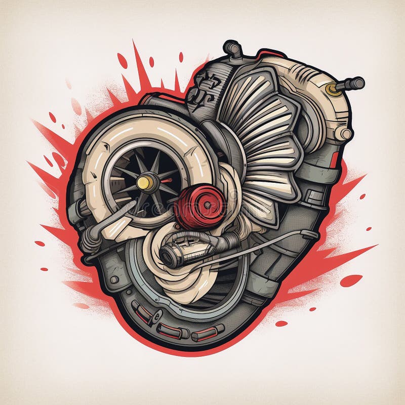 Heart Engine on White Backgrond Stock Photo - Image of machine ...