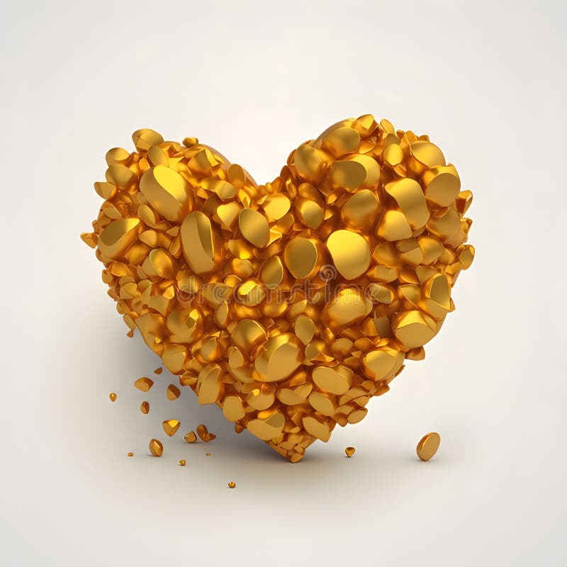 Heart Enhanced with Gold Particles on a Light Background. Heart As a ...