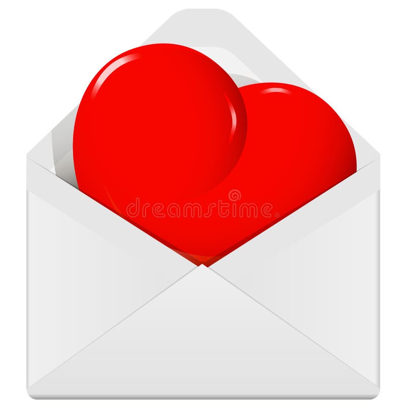 Heart in the envelope stock vector. Illustration of fondness - 22759781