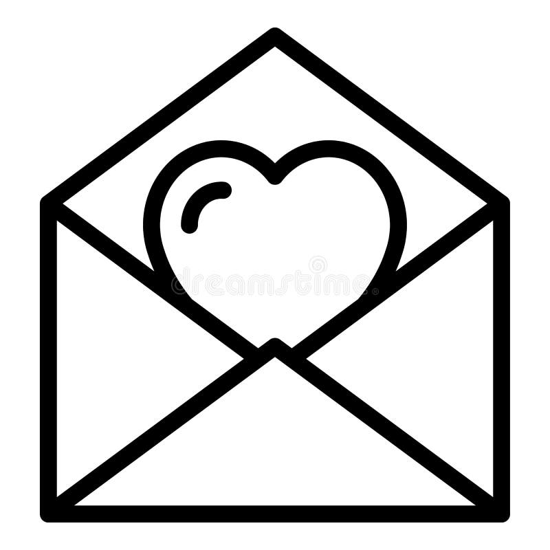 Heart Envelope Icon, Outline Style Stock Vector - Illustration of ...