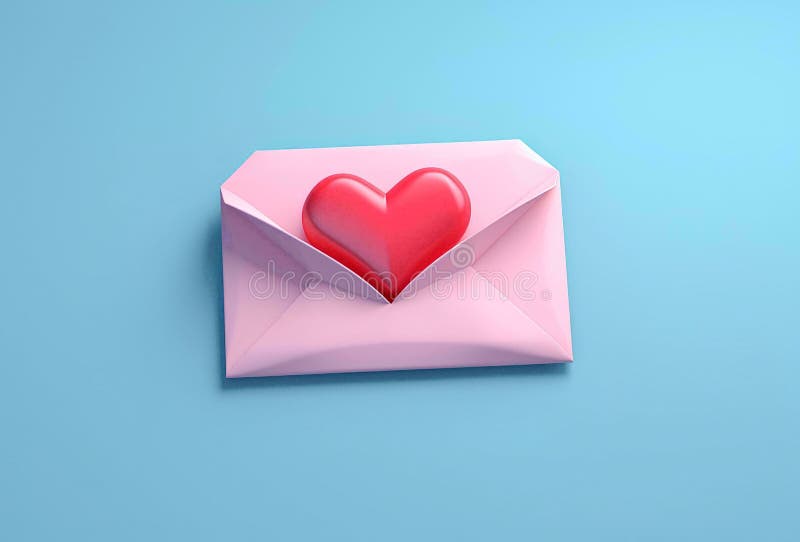 Heart on a Envelope Heart Shaped Box Envelope with Heart Stock ...
