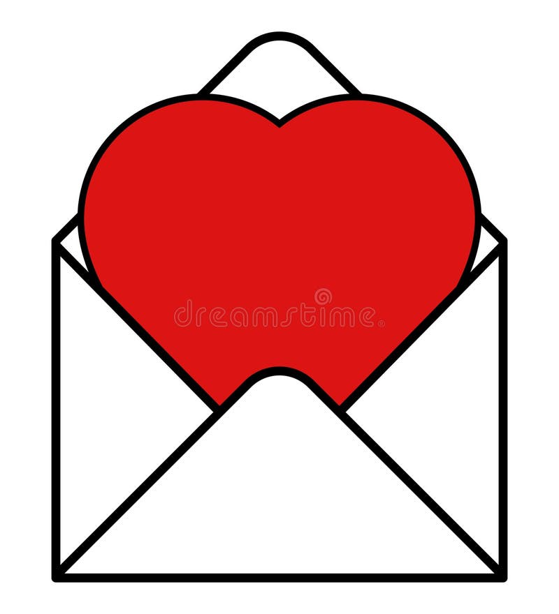 Heart in an Envelope, Vector Illustration of White Open Post Envelope ...
