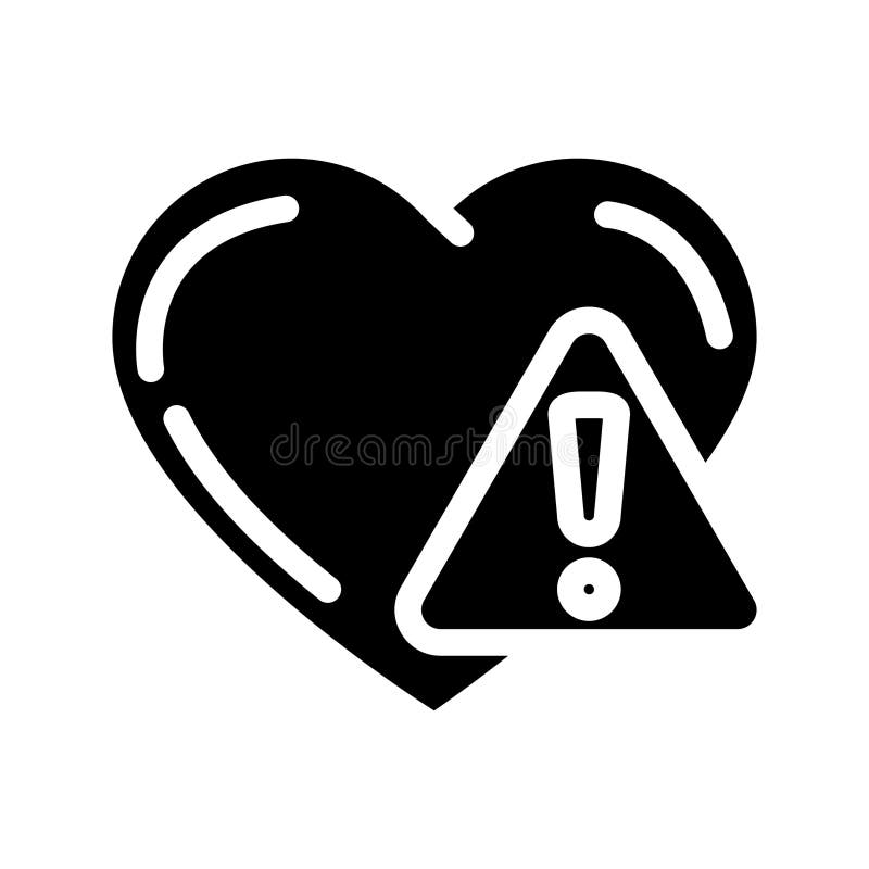 Heart Exclamation Point Glyph Icon Vector Illustration Stock ...
