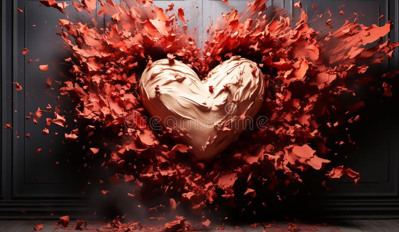 Heart Exploded into Fire Fragments. AI Generated Stock Photo - Image of ...
