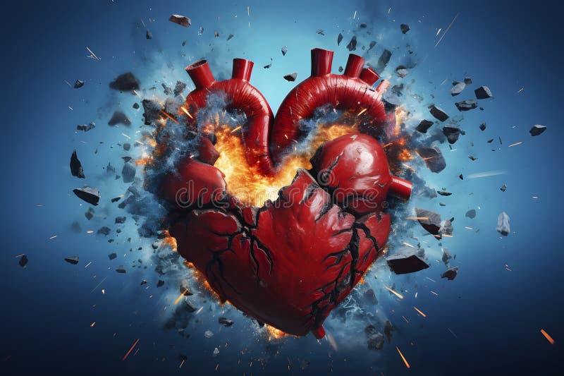 Exploding Heart, AI Generated Stock Illustration - Illustration of ...