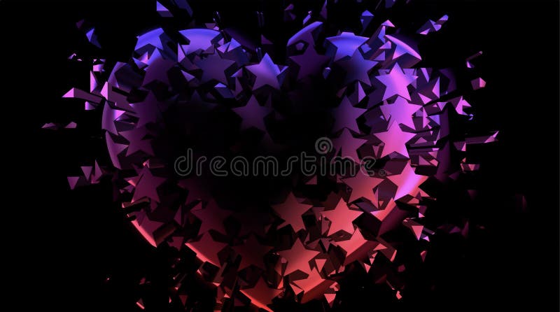Heart Exploding in 3d Star Shapes Stock Illustration - Illustration of ...