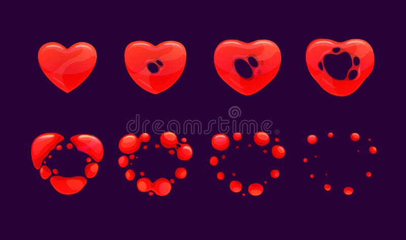 Heart Explosion Sprite, Vector Animation Frame Stock Illustration ...