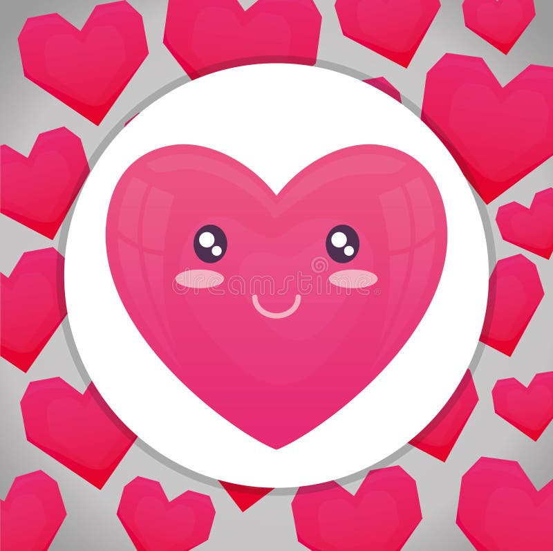 Heart Face Emoticon Character Stock Vector - Illustration of graphic ...