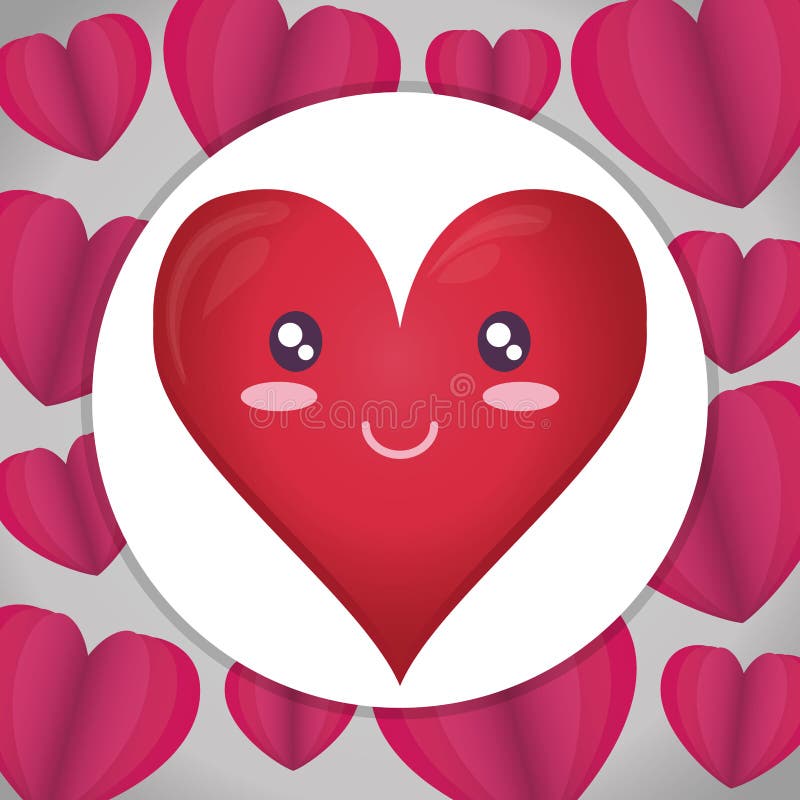 Heart Face Emoticon Character Stock Vector - Illustration of cheerful ...