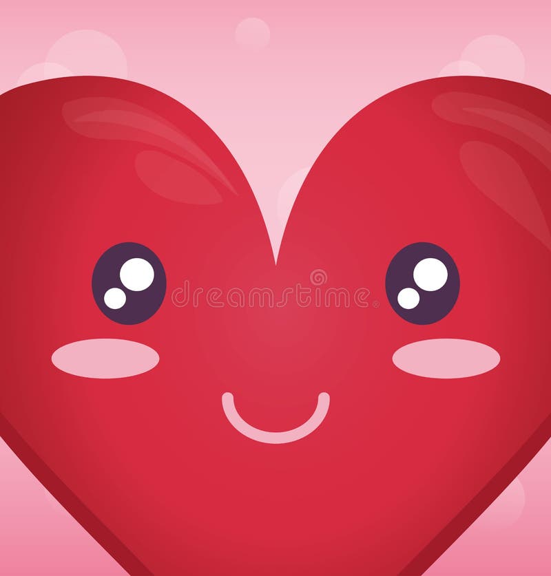 Heart Face Emoticon Character Stock Vector - Illustration of kawaii ...