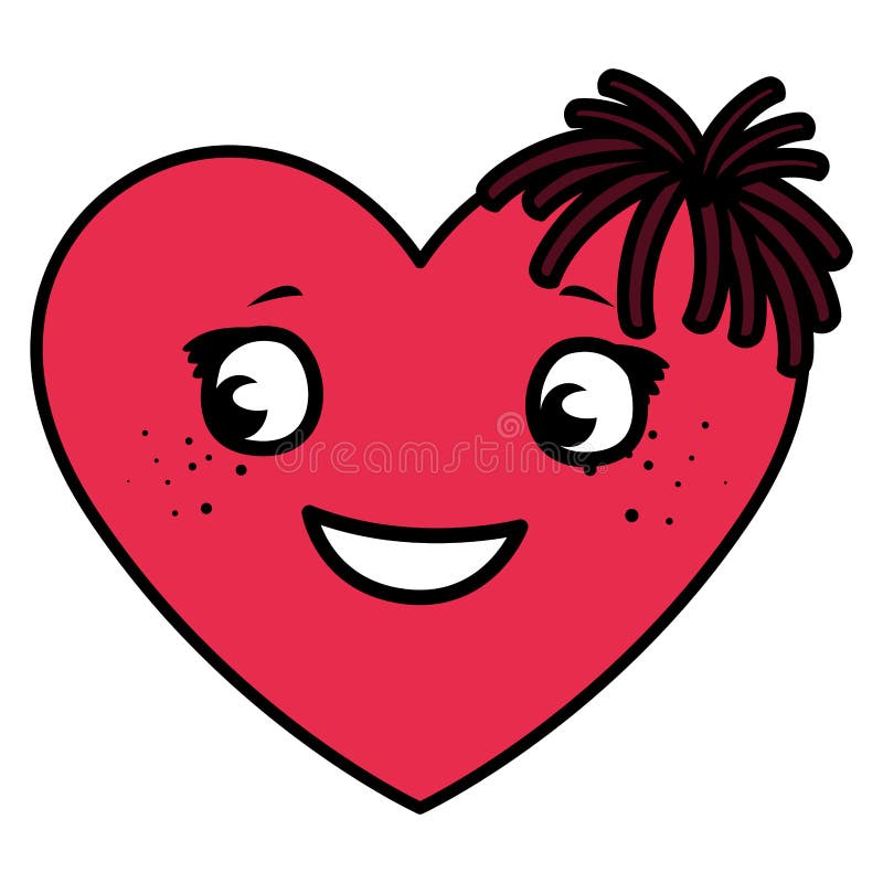 Heart Face Emoticon Character Stock Vector - Illustration of cute ...
