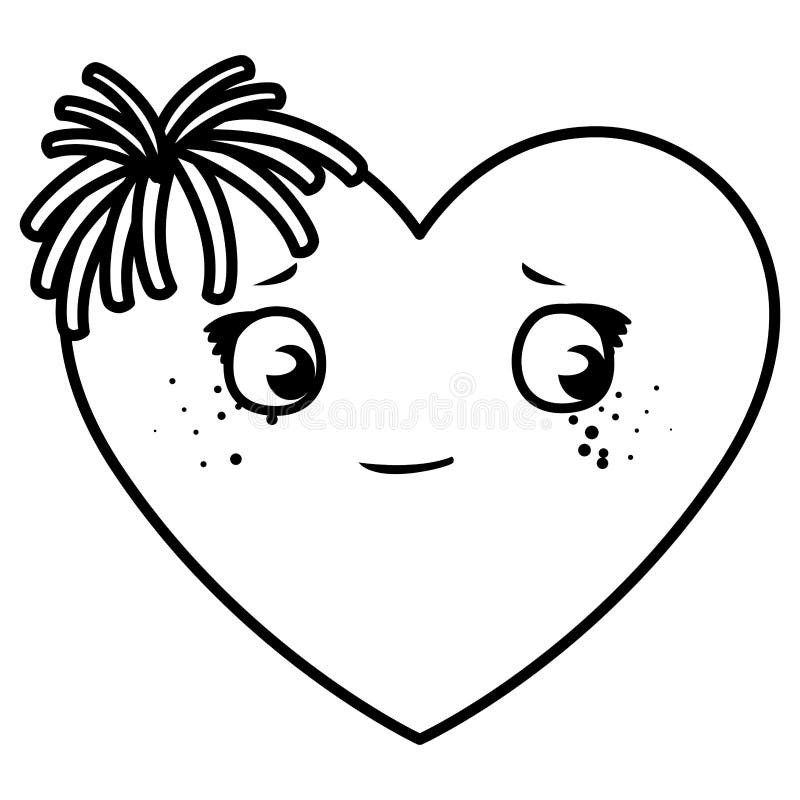 Heart Face Emoticon Character Stock Vector - Illustration of kawaii ...
