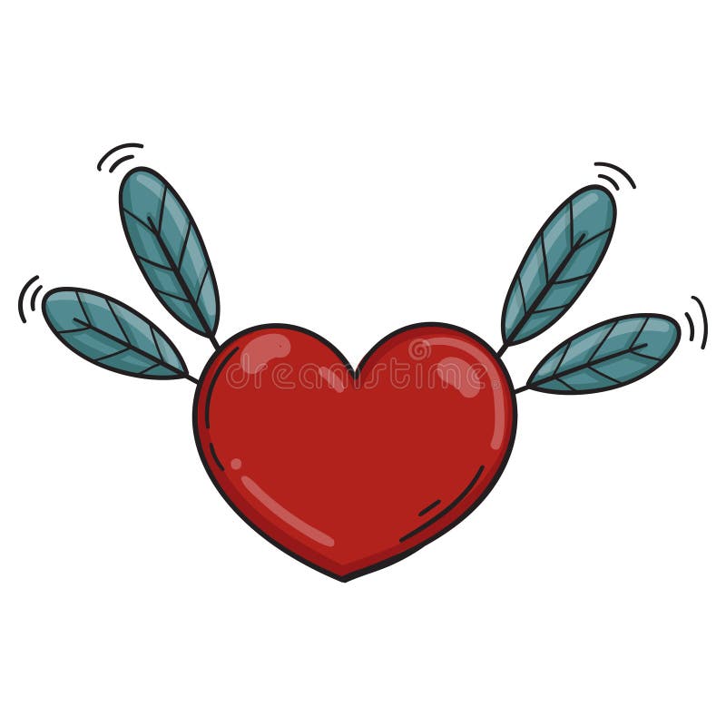 Heart Feather Colored Icon stock vector. Illustration of date - 107838630