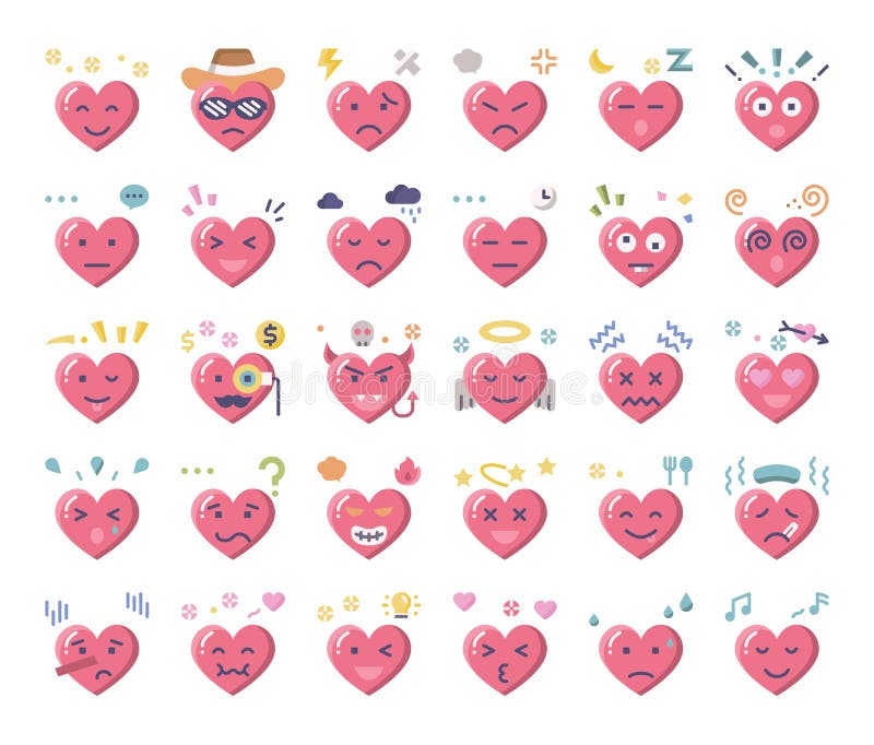 Heart Feeling Flat Vector Icons Stock Vector - Illustration of laugh ...