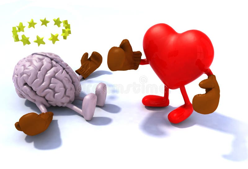Heart and Brain Tug of War Rope Stock Illustration - Illustration of ...
