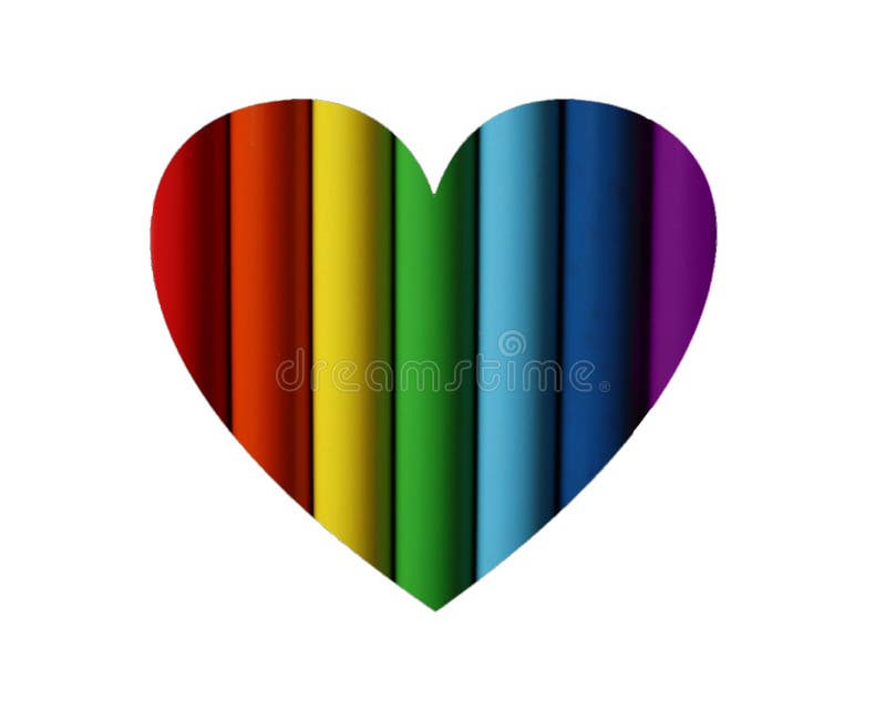 Heart in Vertical Stripes in Rainbow Colors. Isolated on White ...