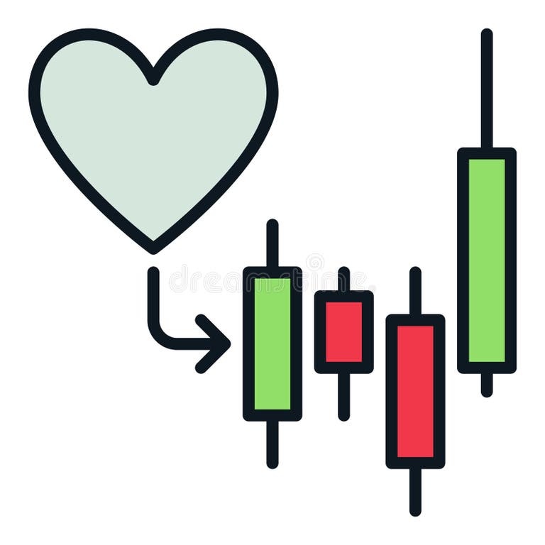 Heart with Financial Candlestick Chart Vector Colored Icon or Logo ...
