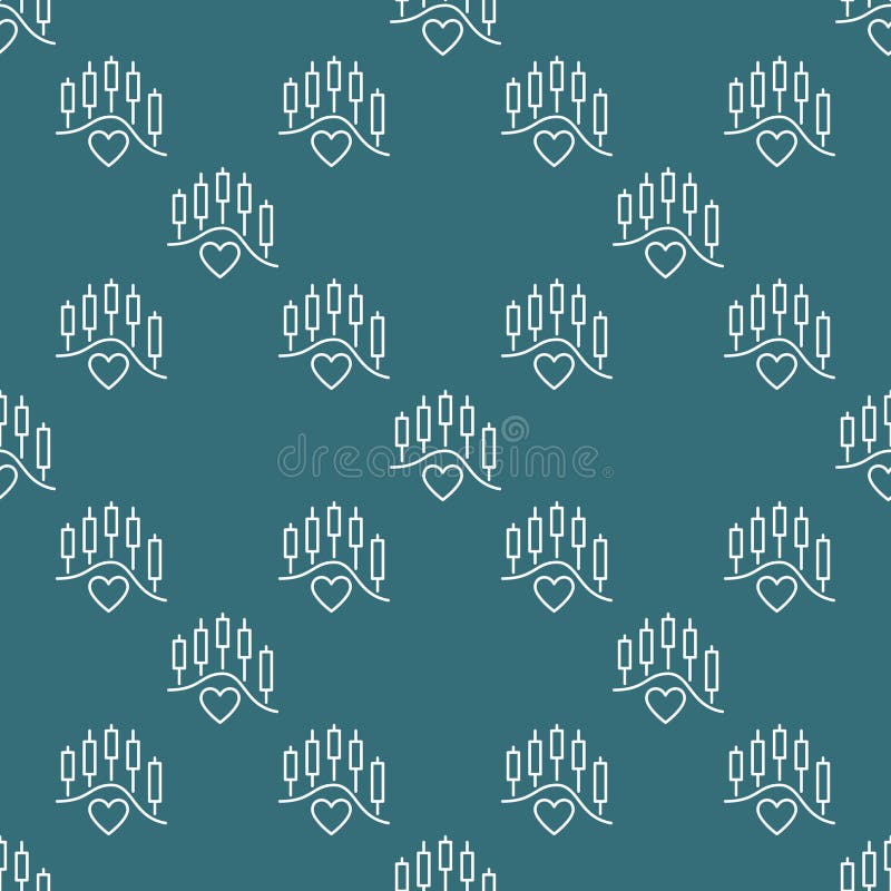 Heart and Financial Chart Vector Stock Analysis Seamless Pattern in ...