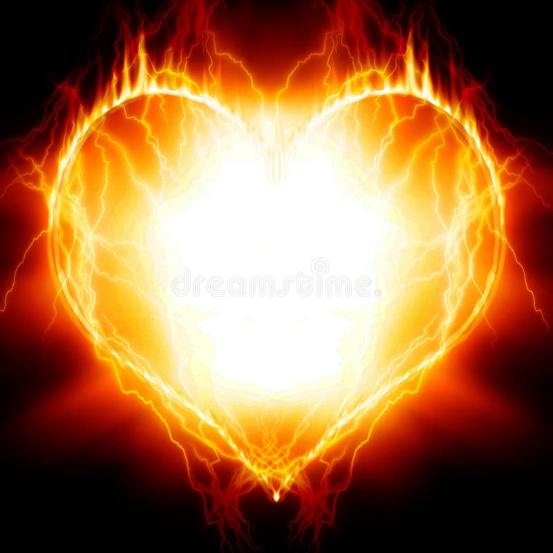 Heart on fire stock illustration. Illustration of orange - 3752970
