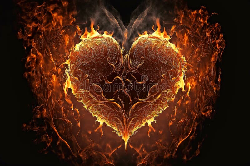 Heart on Fire - Ai Generative Stock Illustration - Illustration of ...