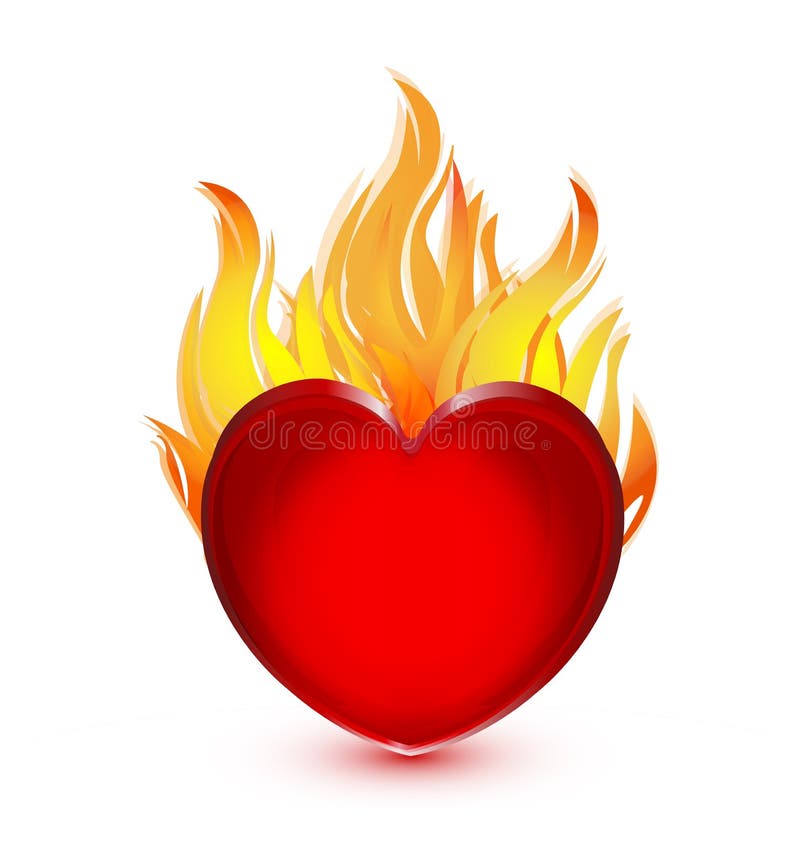 Heart In Fire Flames Icon Vector Logo Stock Vector - Illustration of ...